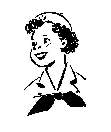 1940s 1950s Vintage Girl Scout Line Art - The Girl In The Jitterbug Dress